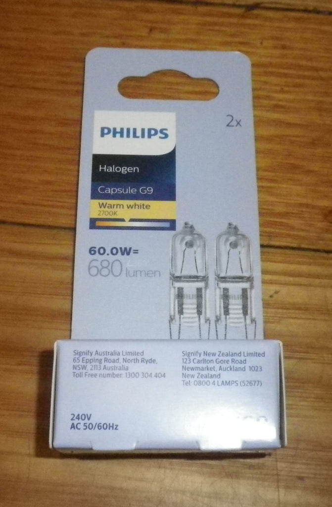 Philips 60Watt 240Volt Frosted Halogen Wedge Globe with G9 Base (Pkt 2 ...