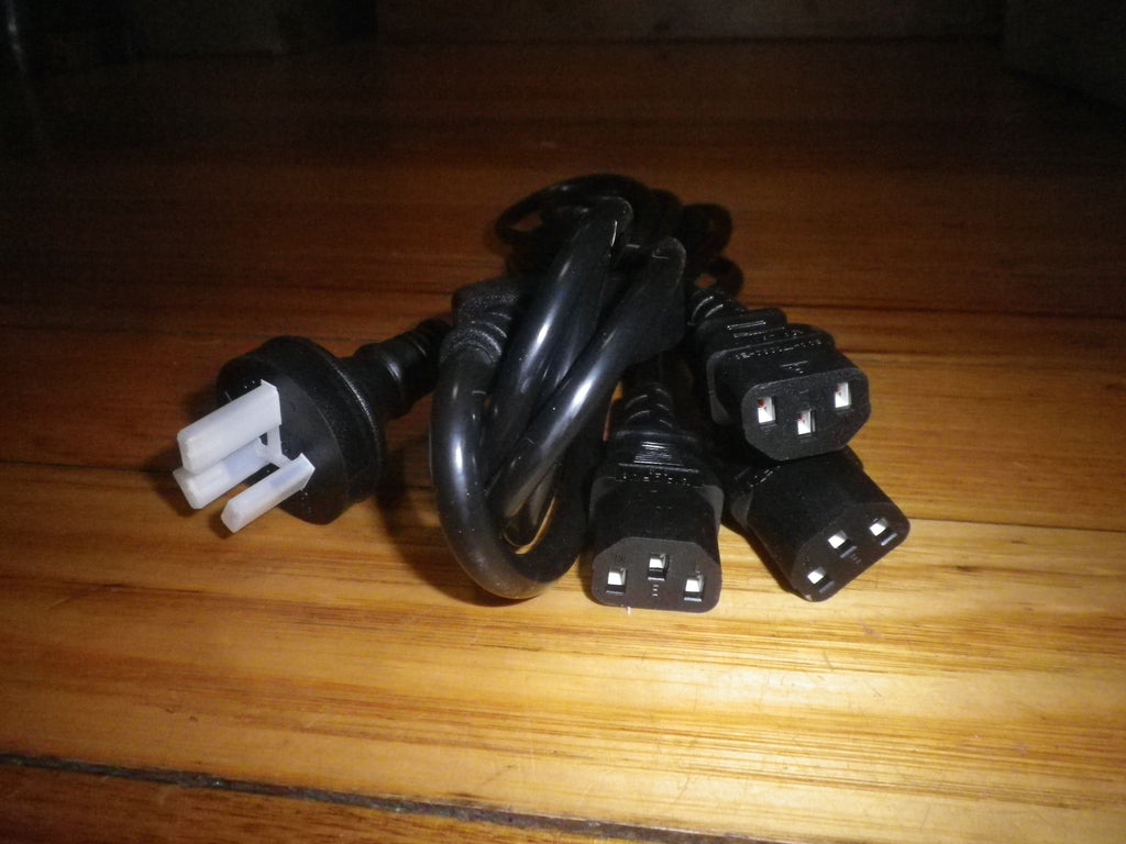 Computer Power Lead - 3 X IEC Female to 3pin Mains Plug - Part # ACL70 ...