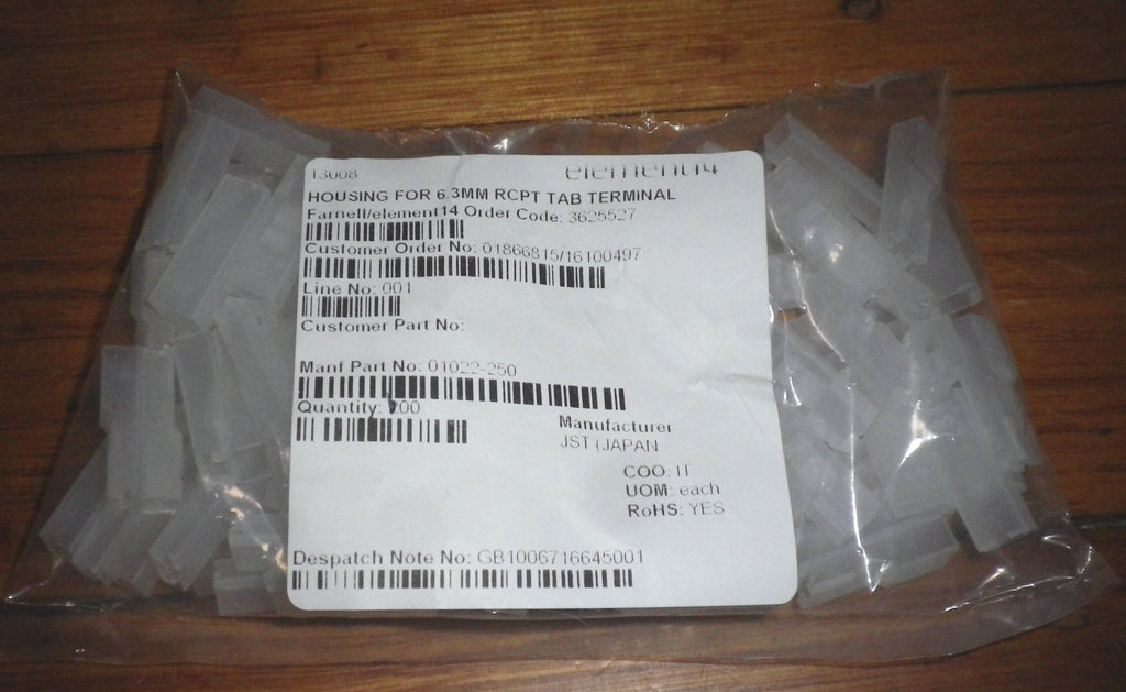 Slip On Cover for Female 6.3mm Spade Terminals (Pkt 100) - Part # 0102 ...