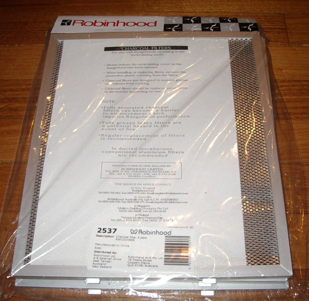 Robinhood RWH3CH9SS Rangehood Carbon Filter (Pkt 3) - Part # 2537 ...
