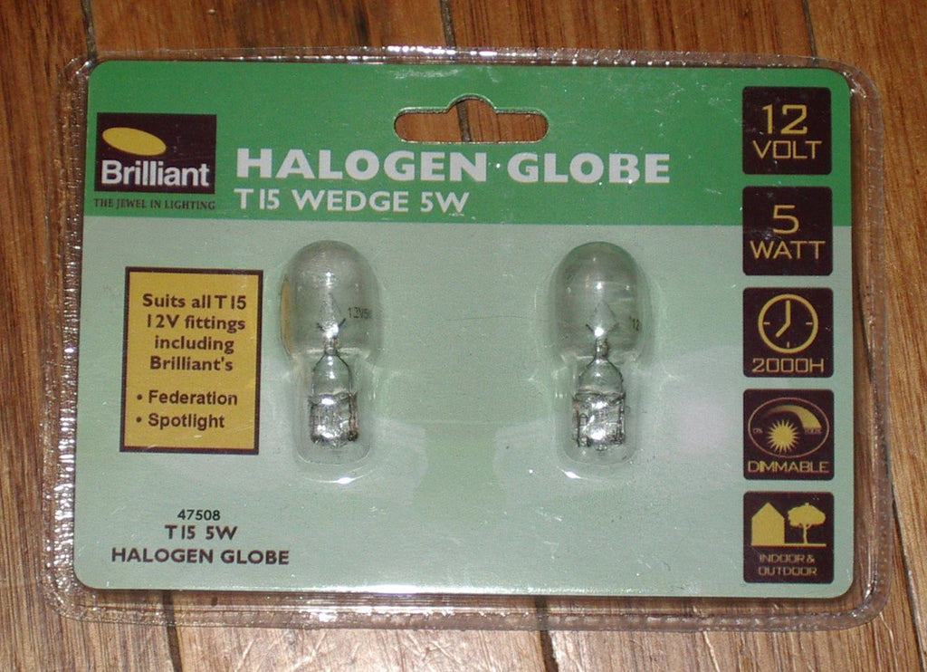 5Watt 12Volt Halogen Wedge Globe with T15 Base (Pkt 2) - Part # 475088 ...