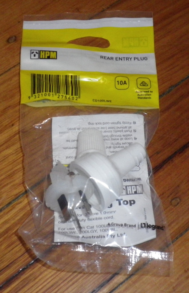 HPM White 3pin 10Amp 240V Mains Plug Top - Part # CD100LWE | Allfix ...