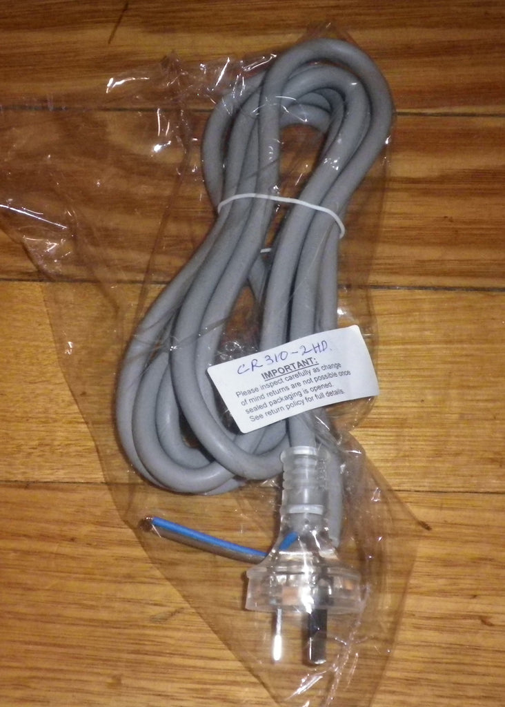 Heavy Duty Mains Power Lead - Grey 2wire 3metre Mains Plug to Bare Wir ...