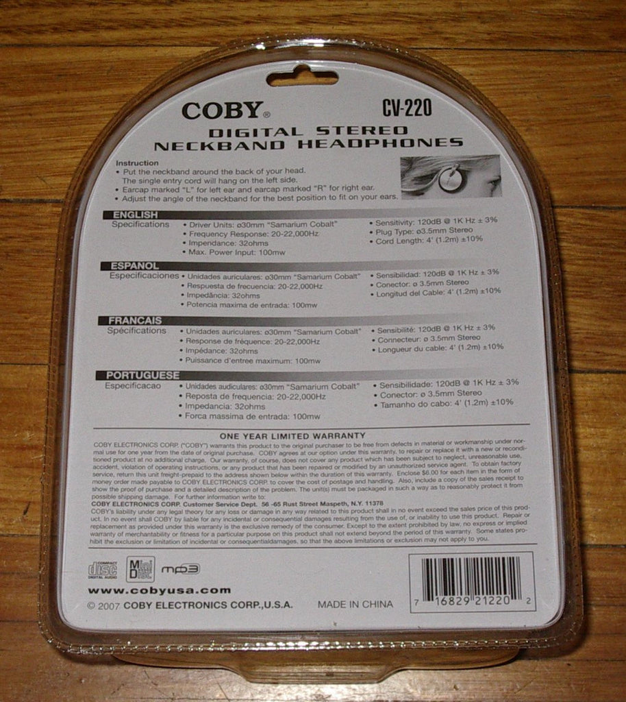 Coby Digital Stereo Neckband Headphones with Free Stereo Earbuds - Par ...