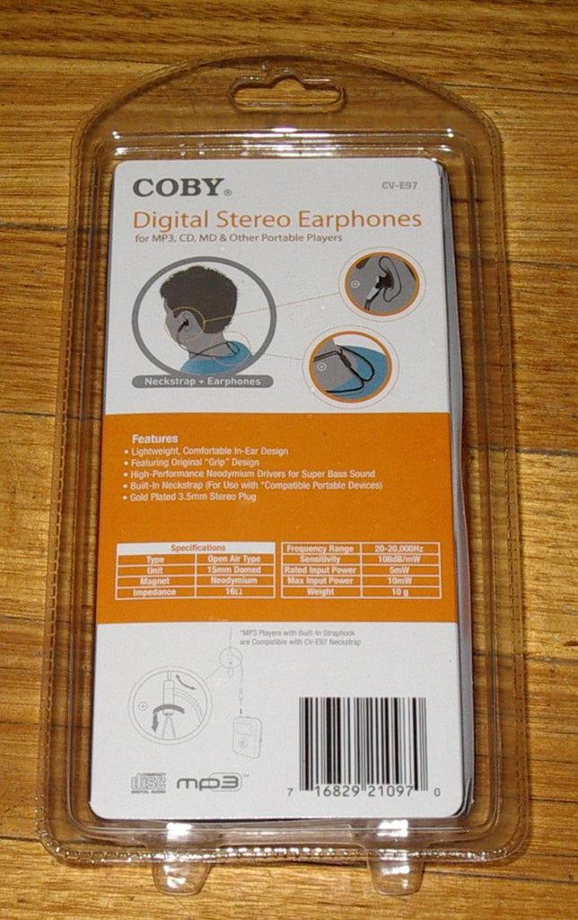 Coby Digital Stereo Earphones with NeckStrap & 3.5mm Plug - Part # CV ...
