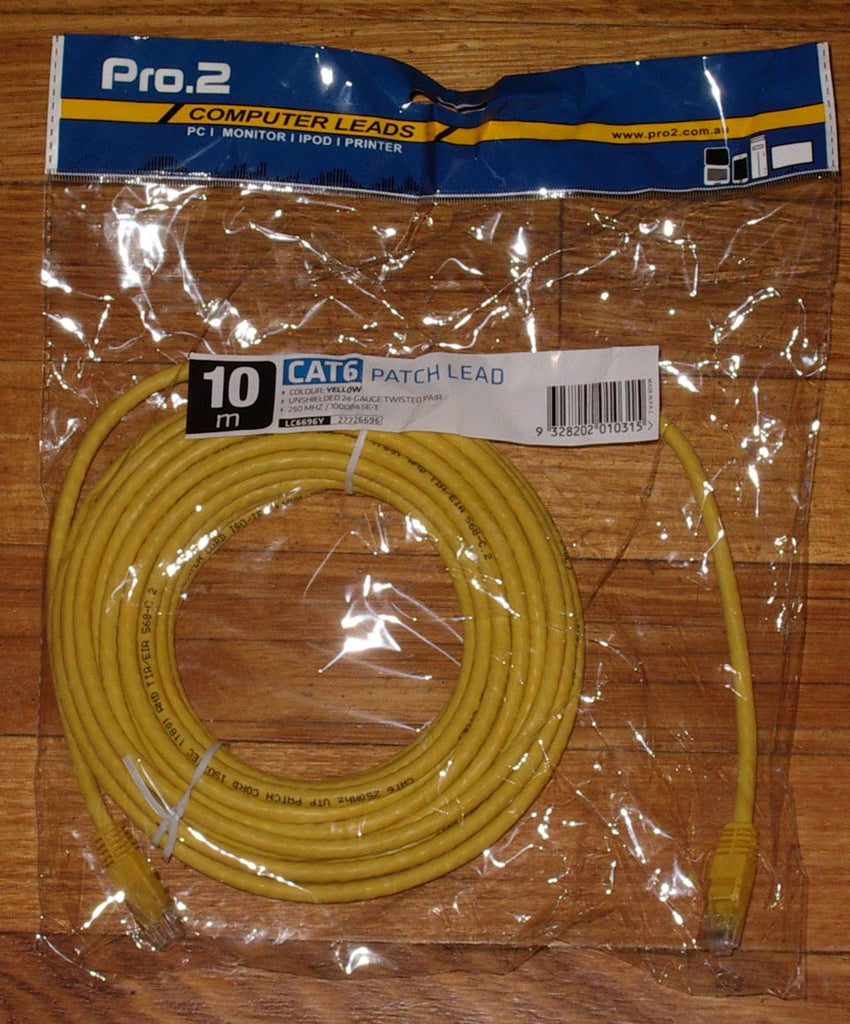 Computer Lead - CAT6 RJ45 to RJ45 Network 10metre Yellow - Part # LC66 ...