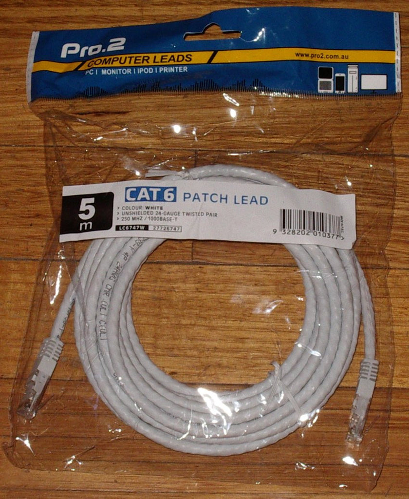 Computer Lead - CAT6 RJ45 to RJ45 Network 5metre White - Part # LC6747 ...