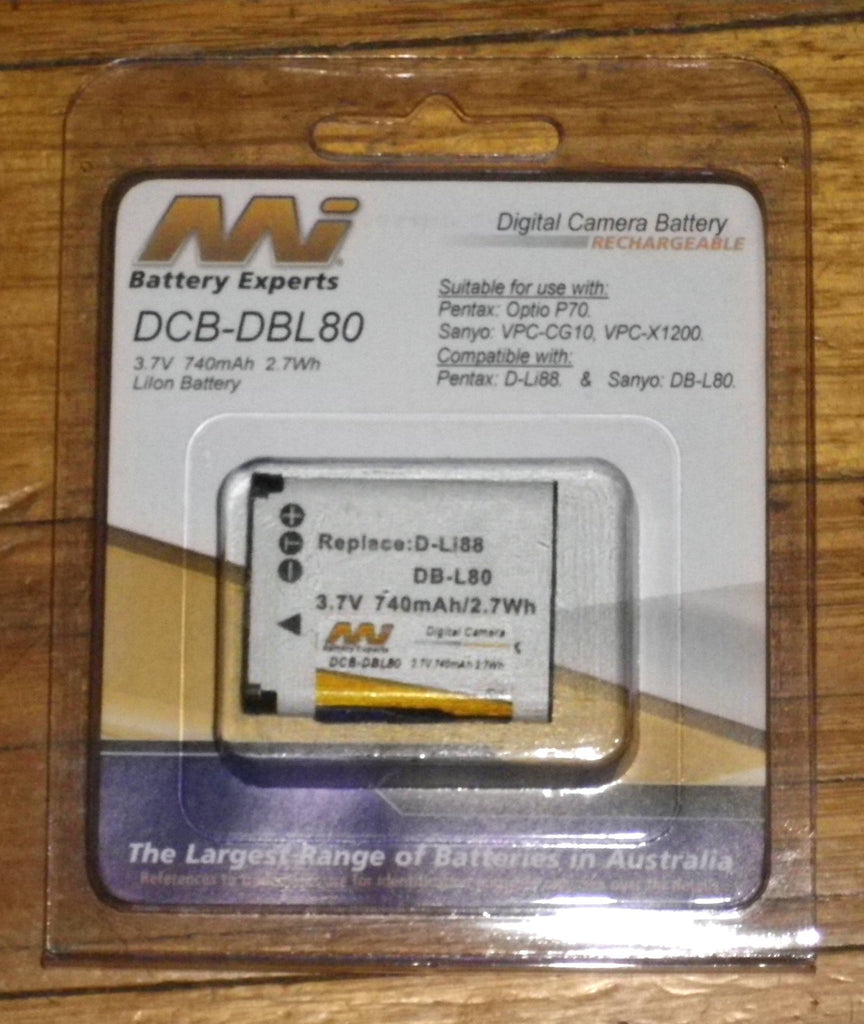 Li-Ion 3.7Volt Camera Battery Replaces Sanyo DB-L80, Pentax D-Li88 - # | Allfix Electrical