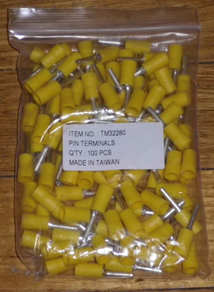 Yellow Insulated 2.8mm Pin Crimp Terminals (Pkt 100) - Part # TM32280 ...