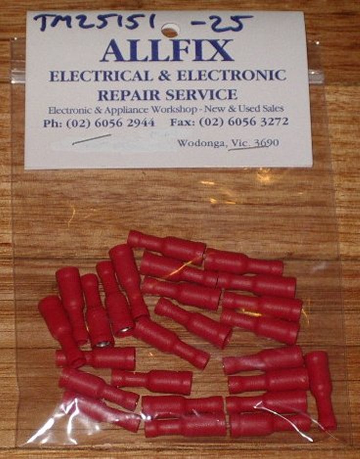 Red Insulated Female Bullet Crimp Terminals (Pkt 25) - Part # TM25151 ...