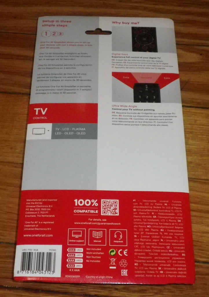 Universal Digital TV Remote Control - Part # URC7110 | Allfix Electrical
